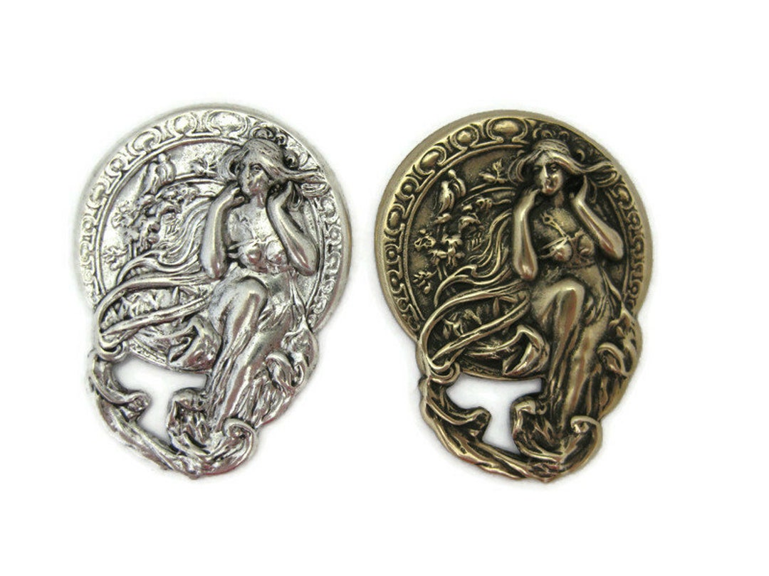Brass Vintage Design 4 Arts Music Mucha Style Maiden , Made in the USA ...