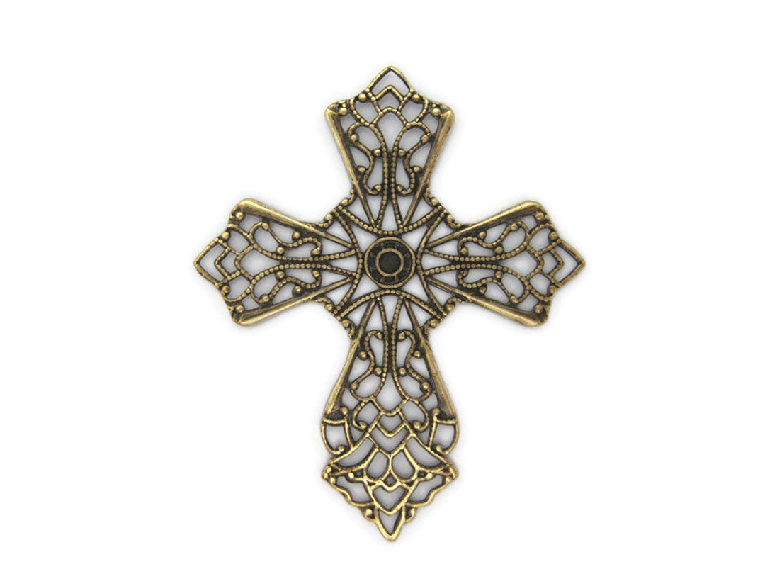 Brass Vintage Design Filigree Cross , Made in the USA - Etsy