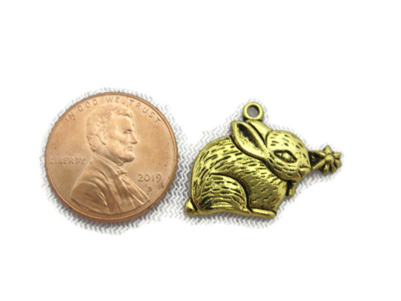 Vintage Design Gold Plated Small Rabbit Charm Made in the | Etsy