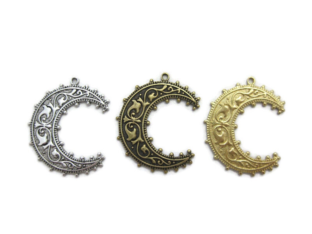 Brass Vintage Design Lacey Crescent Drop , Made in the USA - Etsy