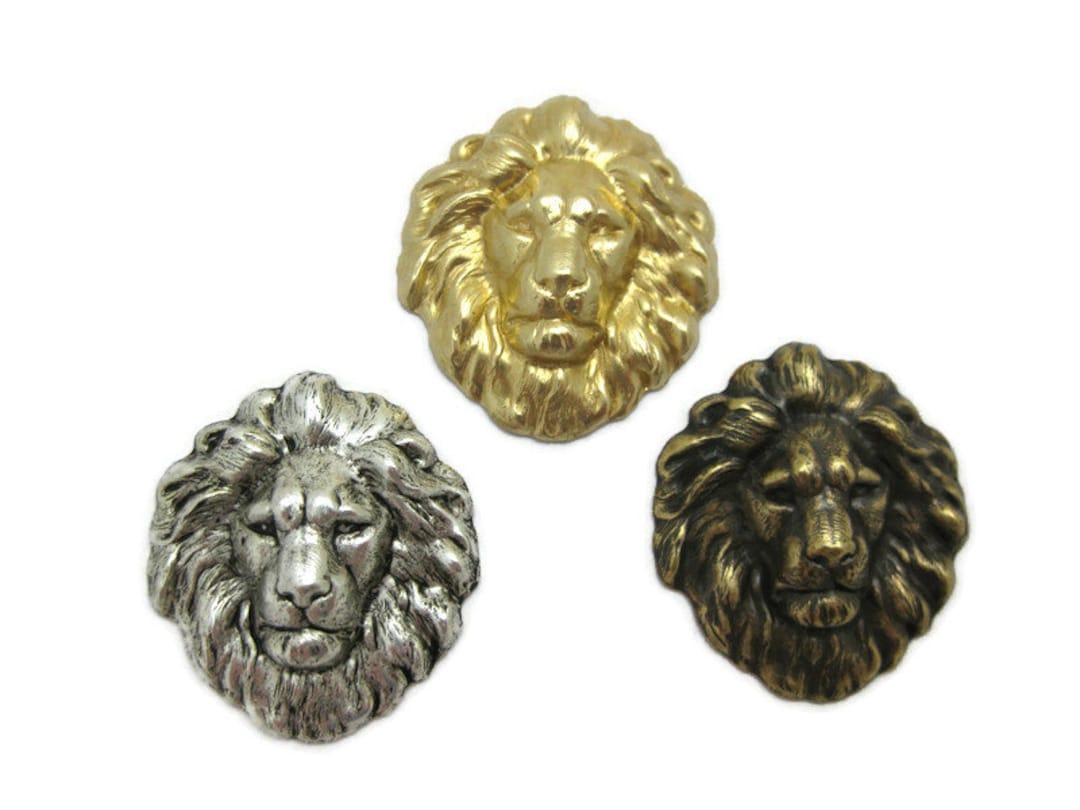 Brass Vintage Design Small Lion's Head (2 Pieces) , Made in the USA - Etsy