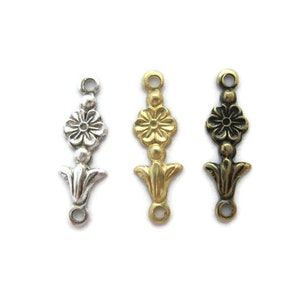 Brass Vintage Design Tiny Flower Connector (4 Pieces) , Made in the USA ...