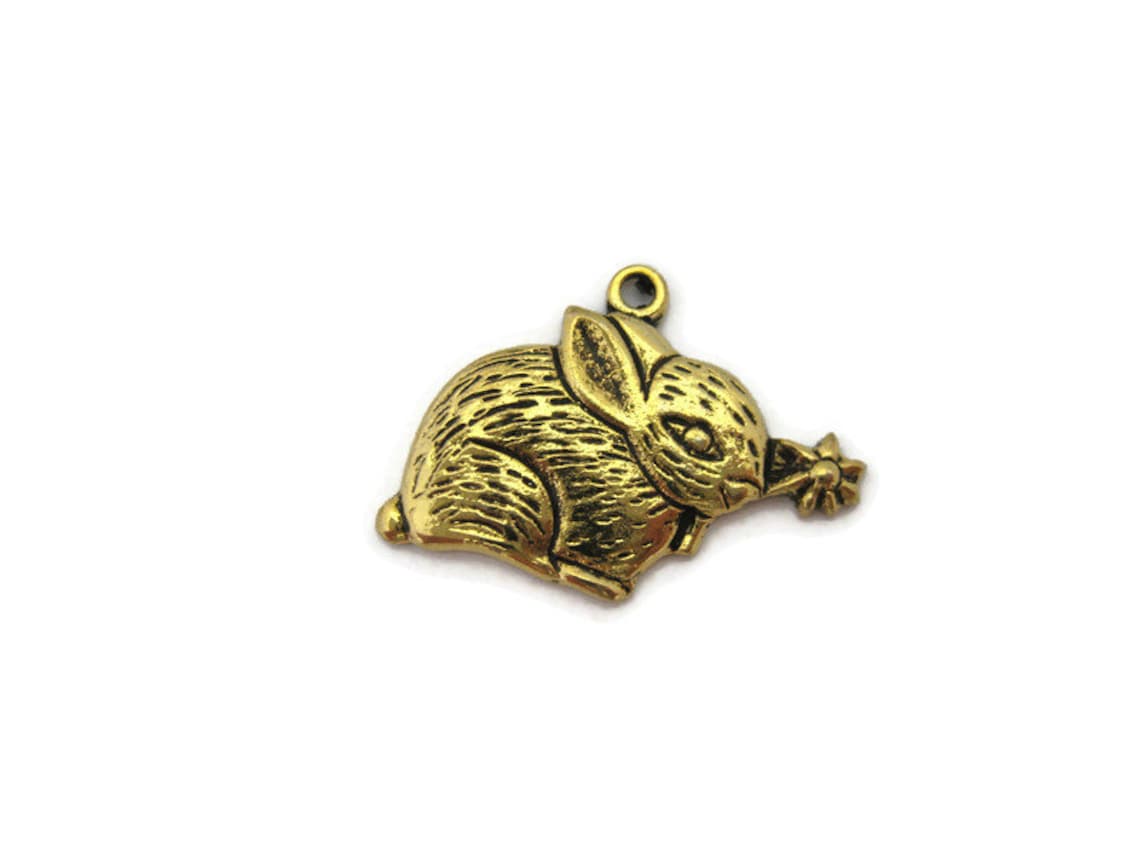 Vintage Design Gold Plated Small Rabbit Charm Made in the - Etsy