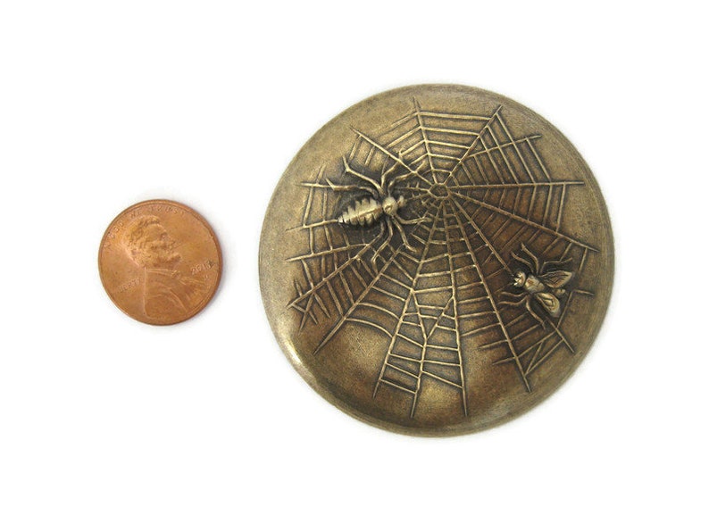 Brass Vintage Design Spider and the Fly Medallion Made in - Etsy