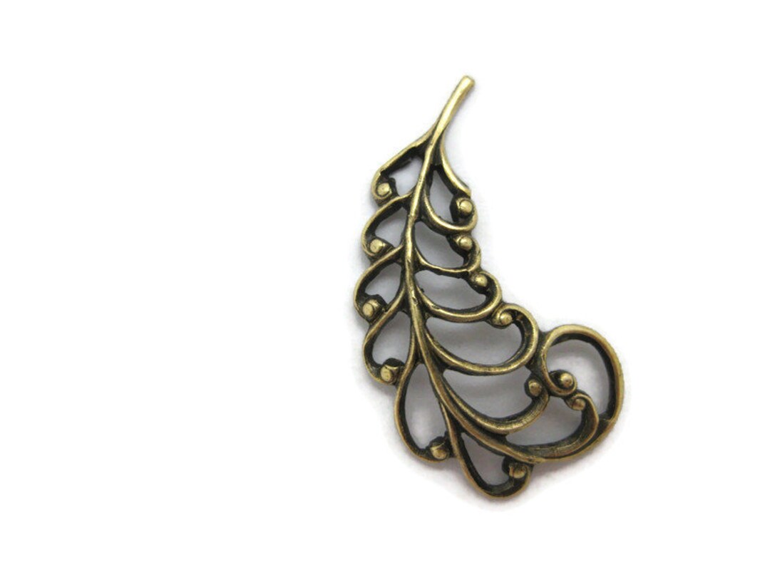 Brass Filigree Feather Finding (2 Pieces) , Made in the USA - Etsy