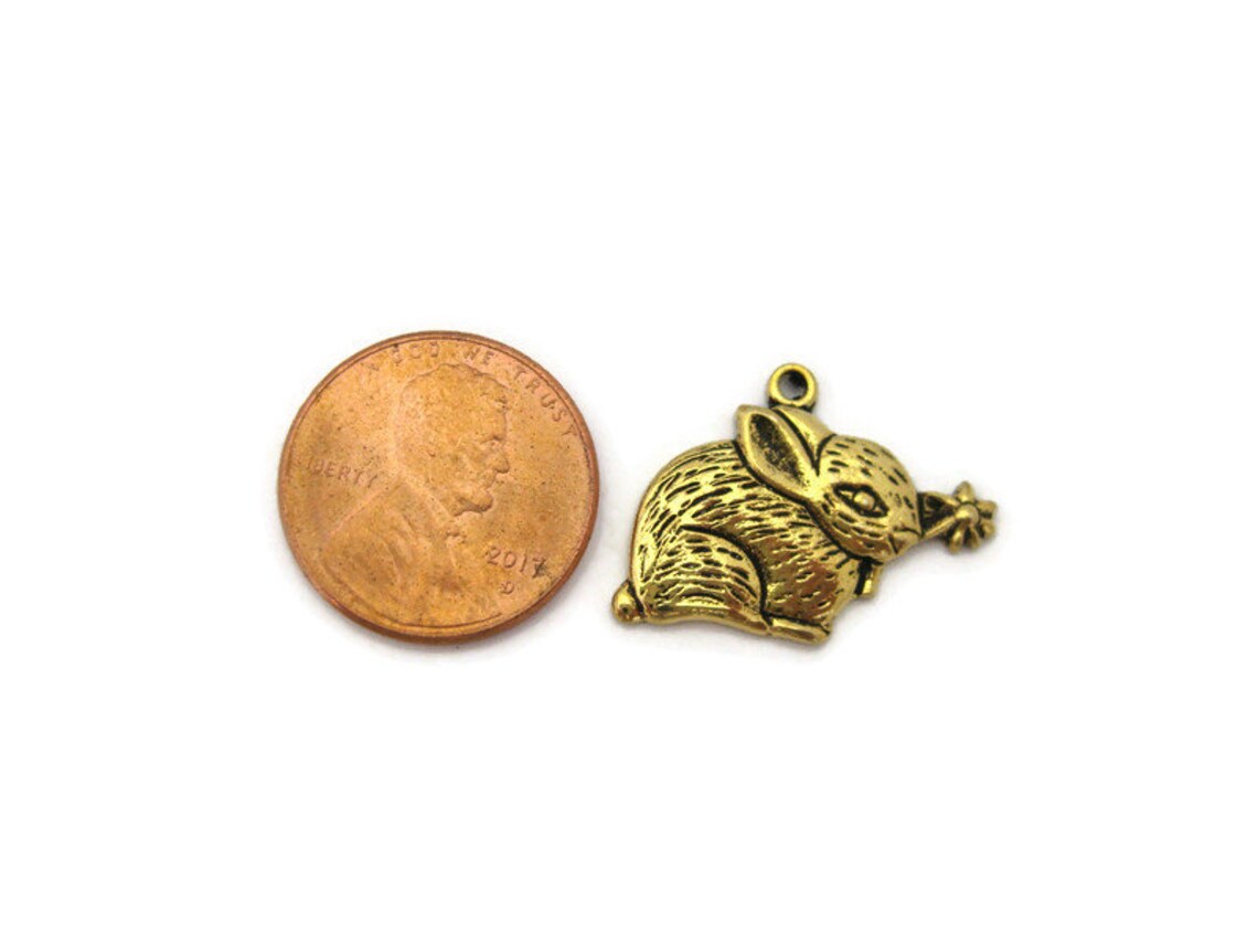 Vintage Design Gold Plated Small Rabbit Charm Made in the - Etsy