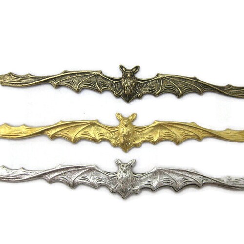 Long Silver Plated Brass Bat Pendant or Bracelet S-P39 | Etsy