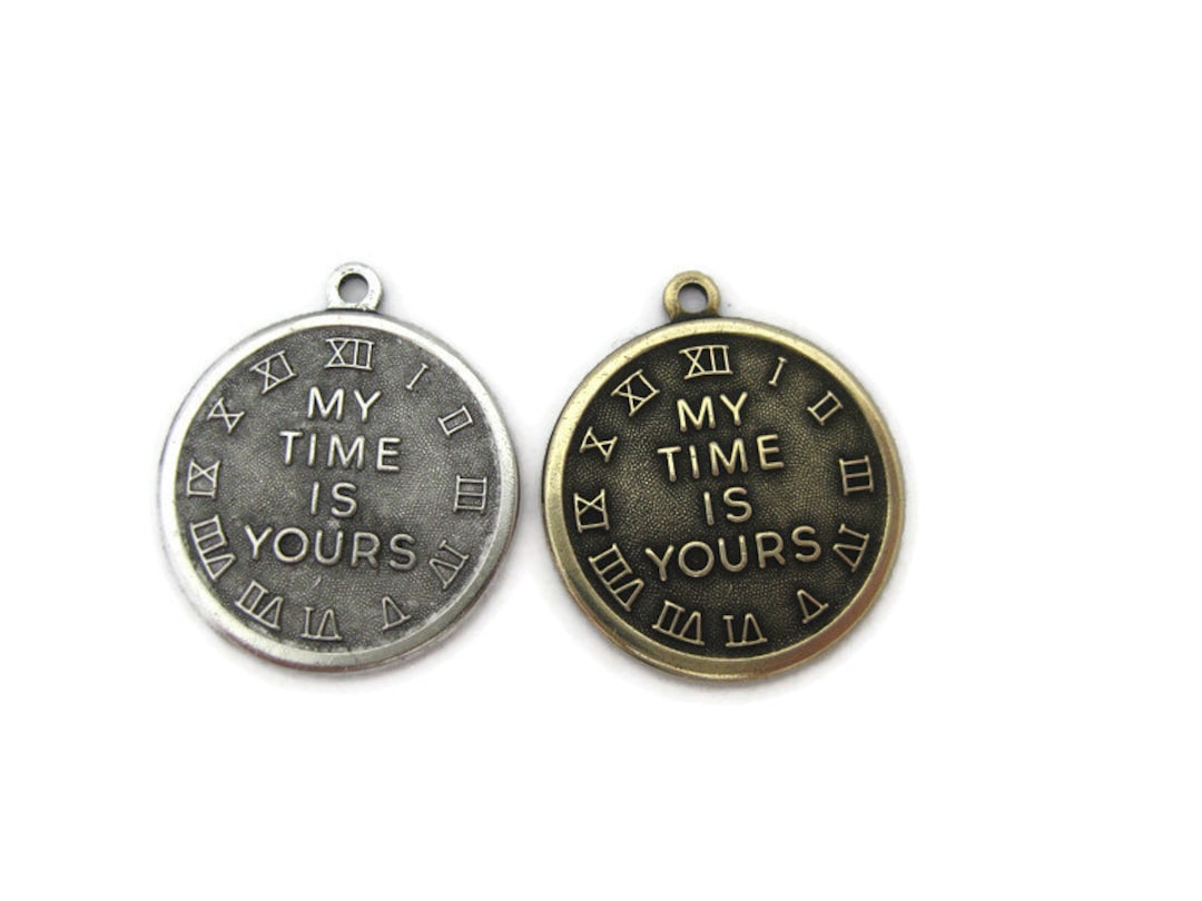 Brass Vintage Design My Time is Yours Charm , Made in the USA - Etsy