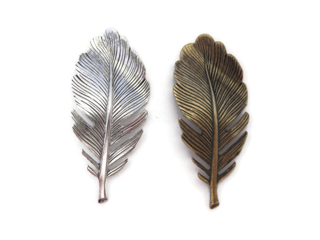 Brass Vintage Design Curled Feather , Made in the USA - Etsy