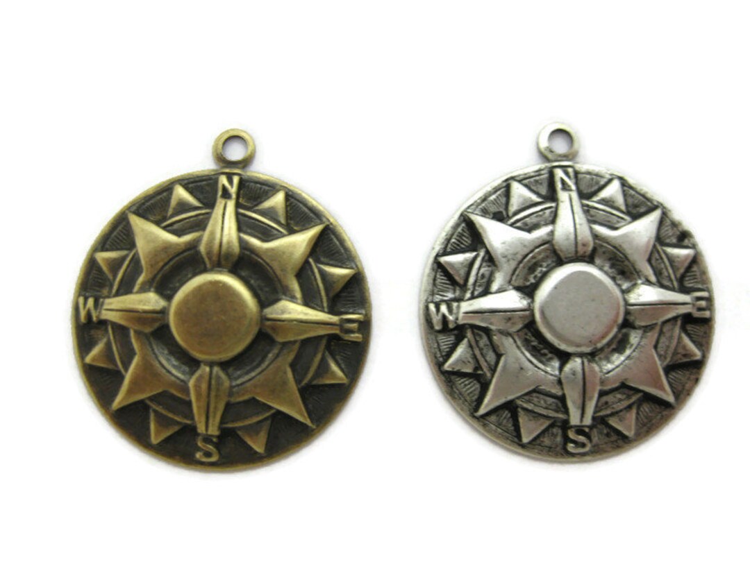 Brass Retro Design Compass Motif With Ring (2 Pieces) , Made in the USA ...