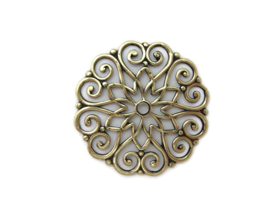 Brass Vintage Design Round Floral Filigree , Made in the USA - Etsy