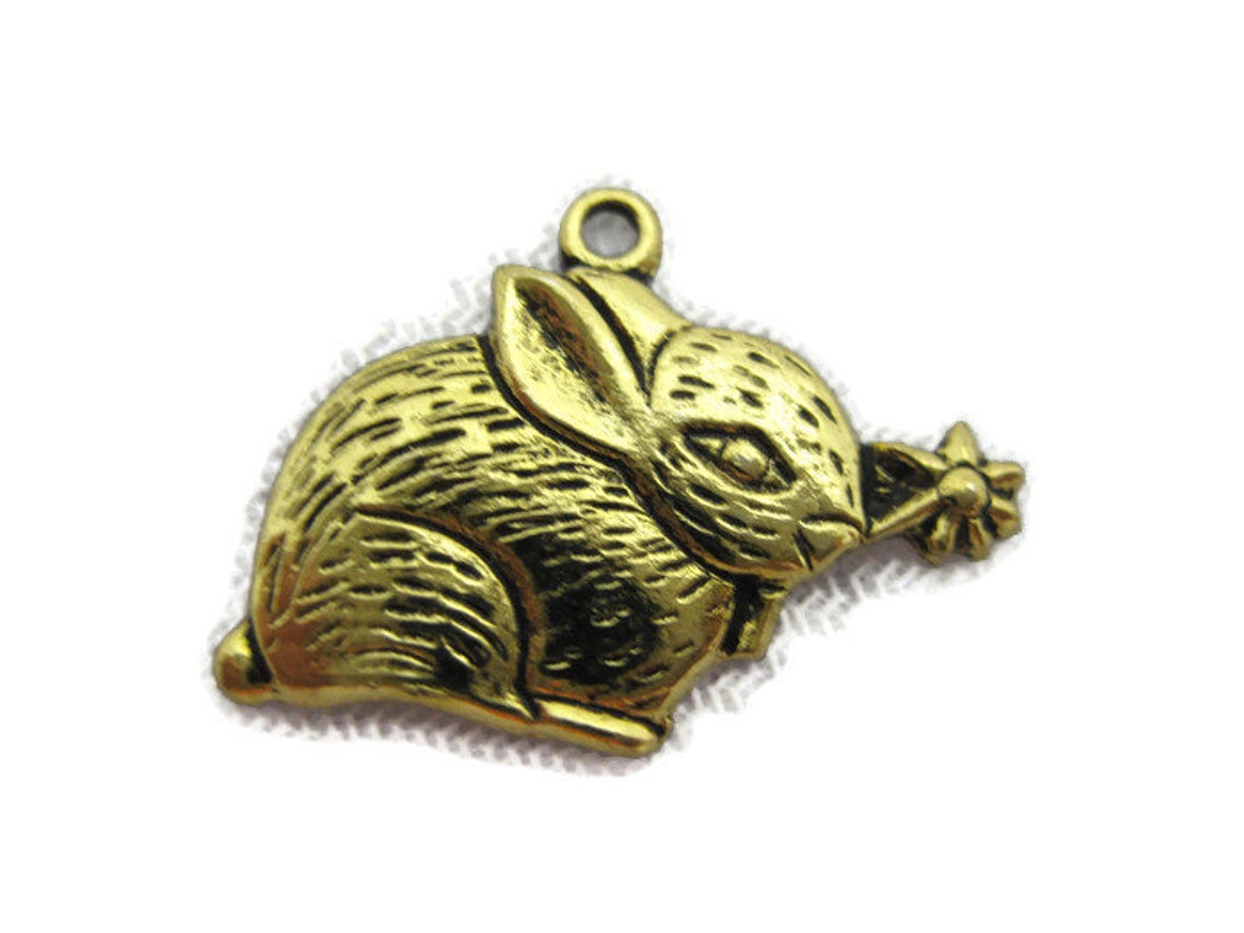 Vintage Design Gold Plated Small Rabbit Charm Made in the | Etsy
