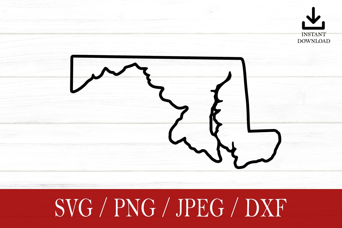 Maryland Svg Maryland Outline Svg Svg Png Dxf Jpeg | Etsy