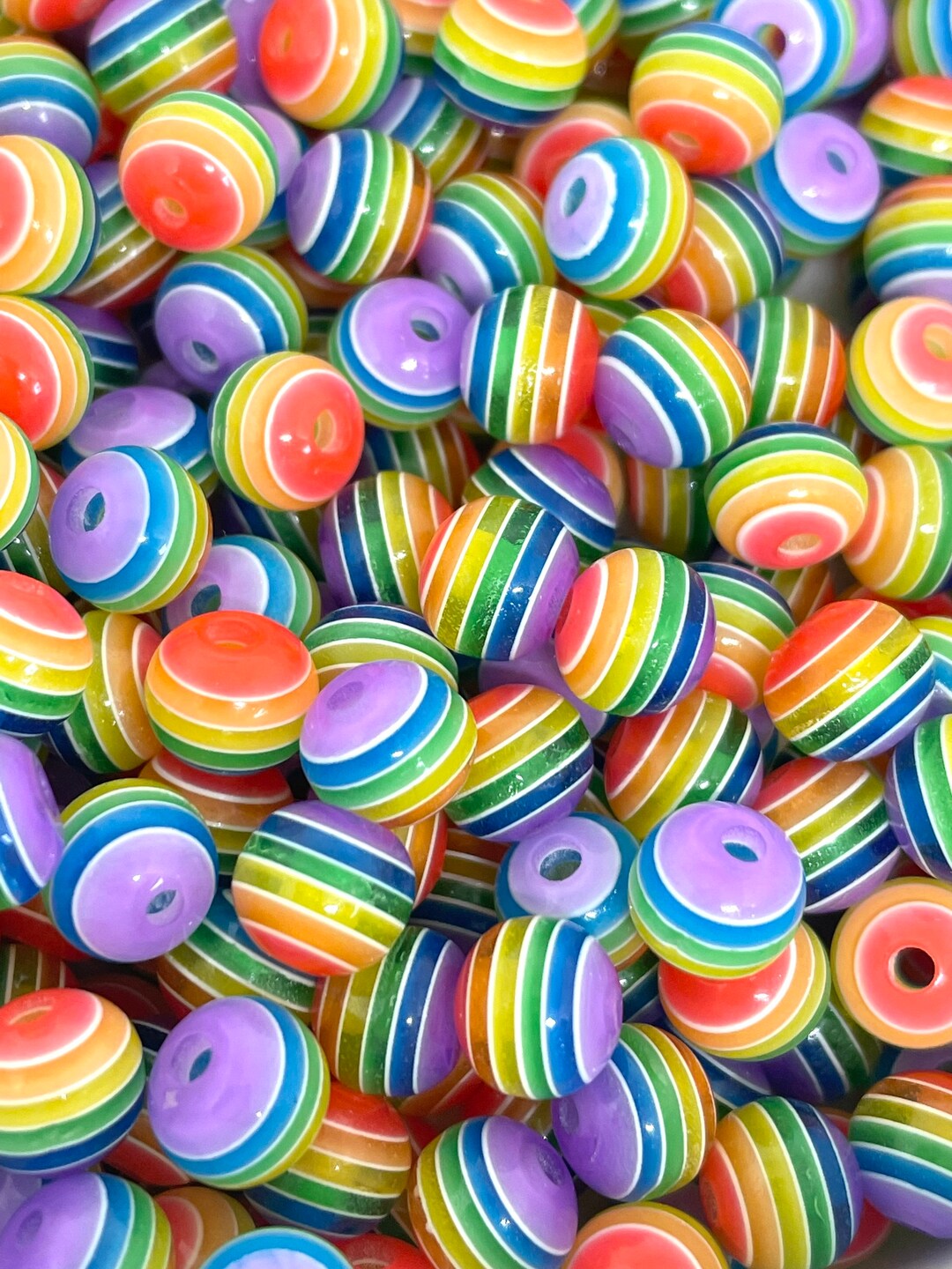 Rainbow Striped Beads for Bracelet, Rainbow Beads, Assorted Beads ...