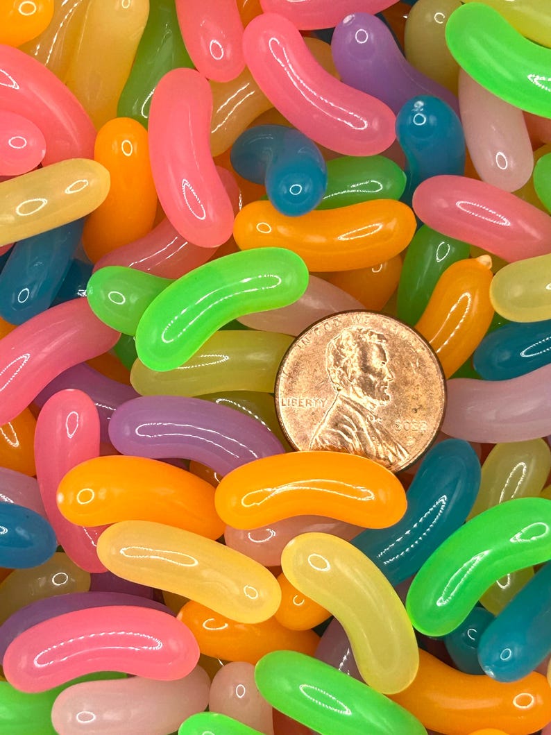 Fake Mixed Color Jelly Bean Cabochons – Life Size Fake Candy for Slime ...