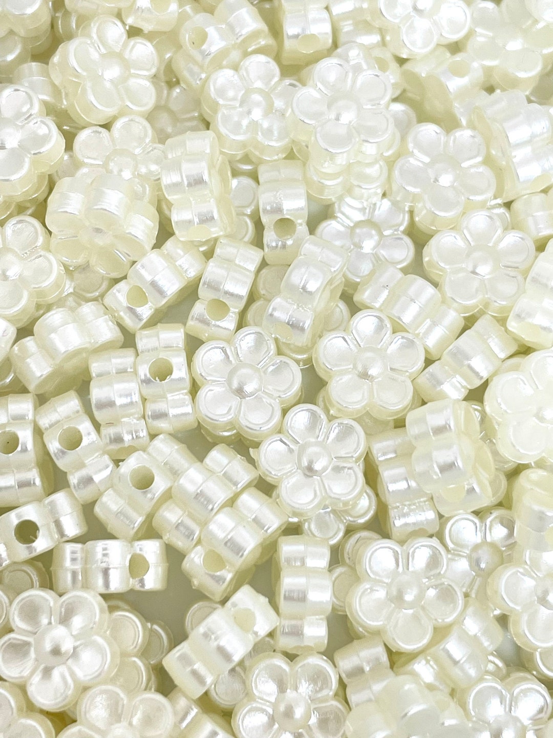 9mm Ivory Flower Beads, Flower Charm, Pearl Style Beads, Elegant Beads ...