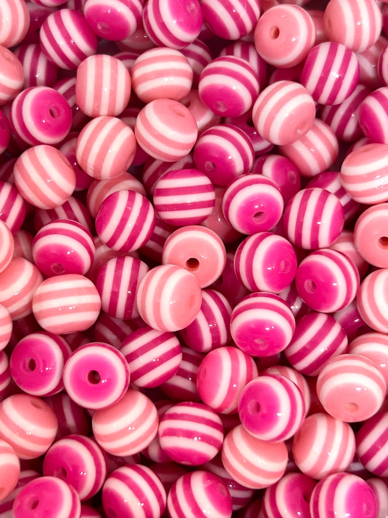 8mm Cute Pink Striped Bead Mix for DIY Jewelry - Etsy