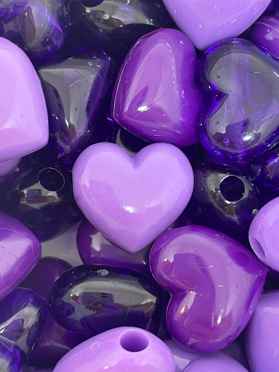 Purple Heart Charms for Jewelry Making, Lavender Purple Beads for ...