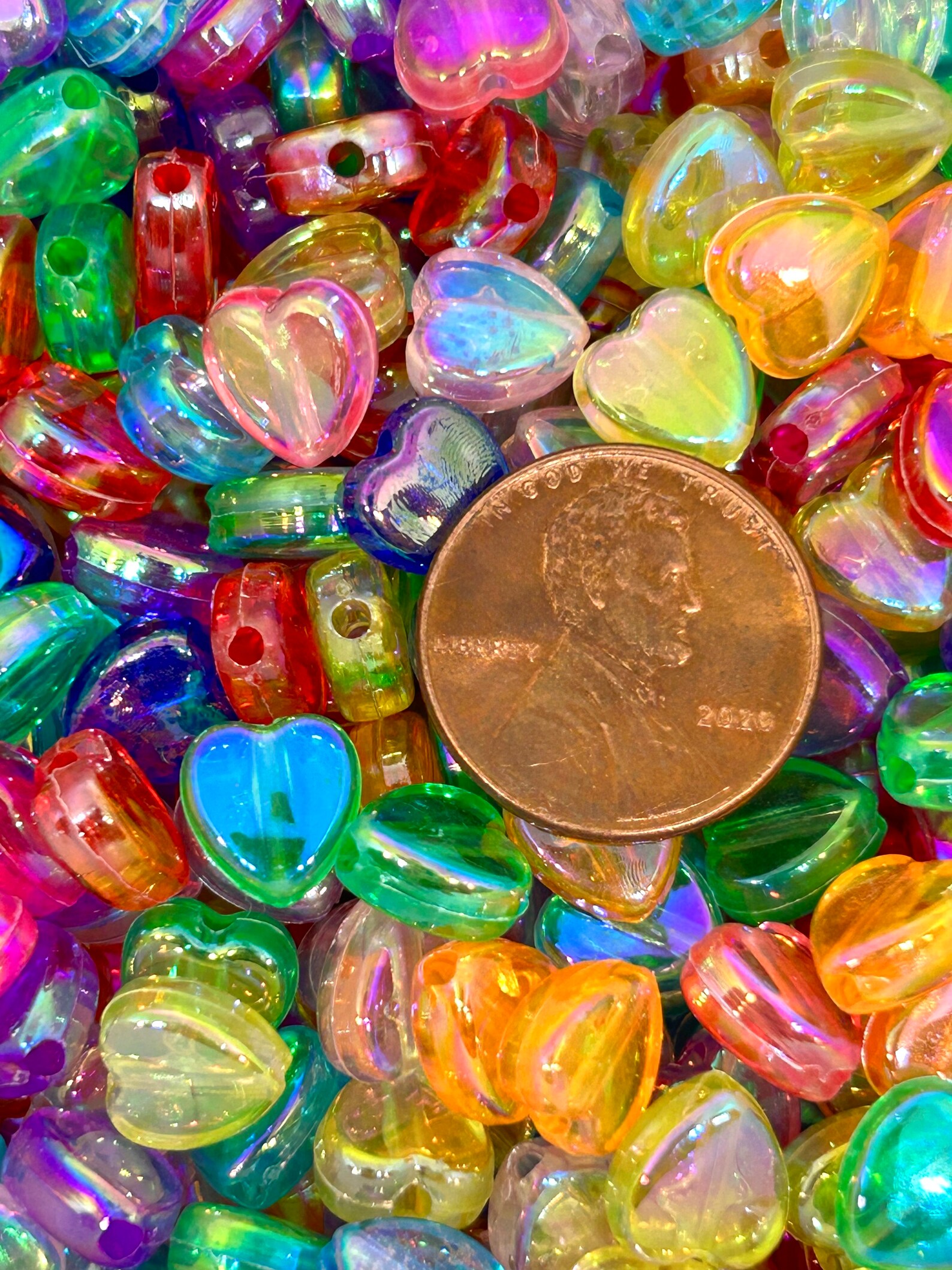 Iridescent Rainbow Heart Beads for Jewelry Making - Unique & Colorful ...