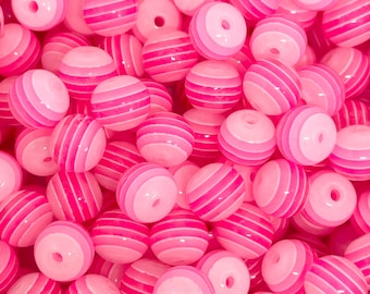 Pink Striped Beads - Etsy