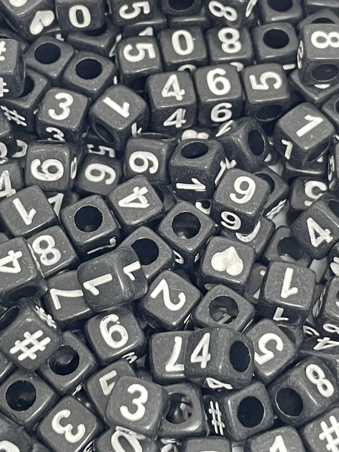Black and White Number Beads, Cube Beads, Square Beads for Jewelry ...