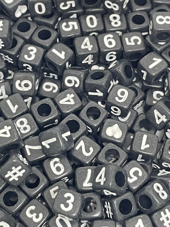 Black and White Number Beads Cube Beads Square Beads for | Etsy