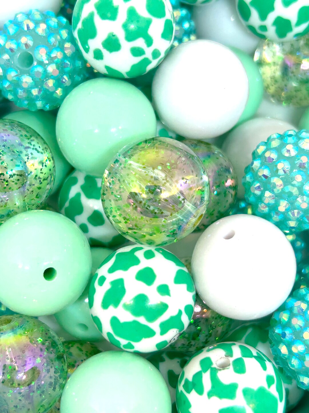 Chunky Mint Green Bead Mix, Large Bead Variety - Etsy