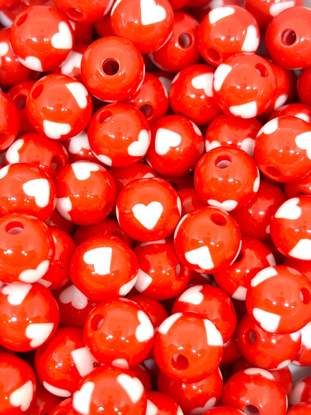 12mm Chunky Red Heart Beads, Valentine's Day Craft Supplies, Love Bead ...