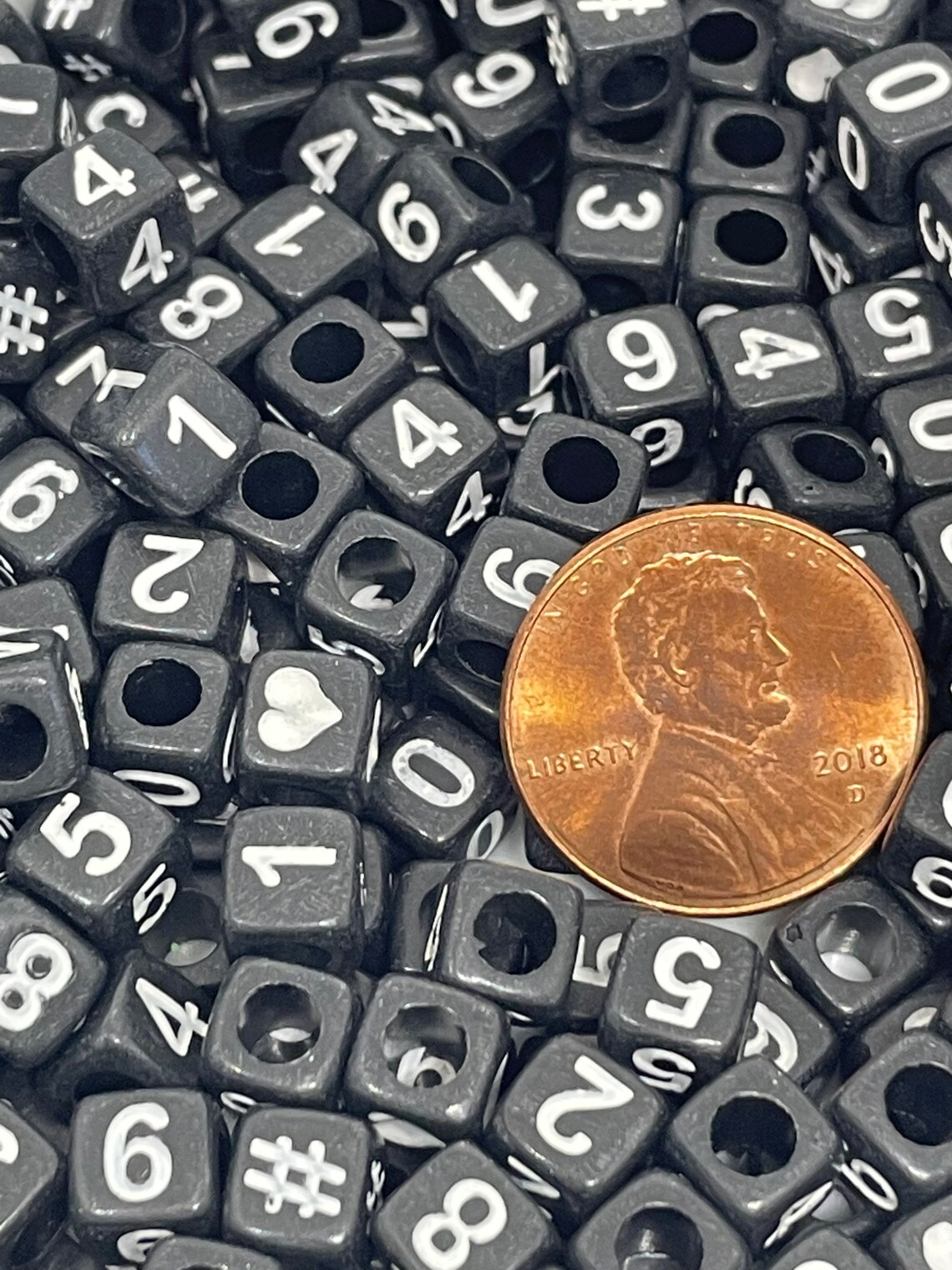 Black and White Number Beads, Cube Beads, Square Beads for Jewelry ...