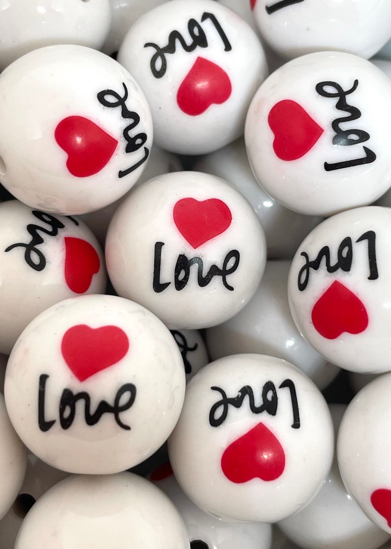 20mm Chunky Love Beads for Jewelry Making, Valentine's Day Beads, Vday ...