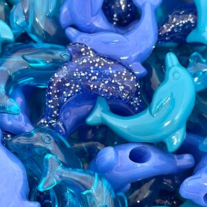 Dolphin Charm Beads, Ocean Jewelry, Blue Themed Beads, Dolphin Pendant ...