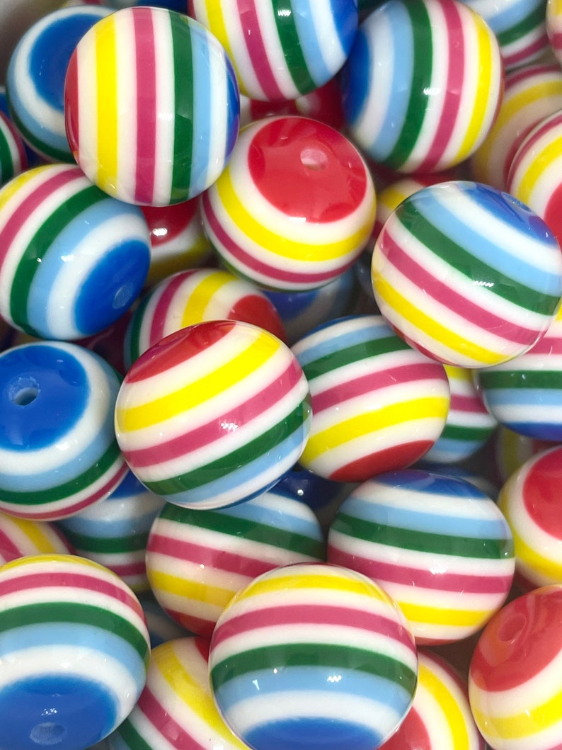 20mm Chunky Rainbow Lollipop Round Beads for Jewelry Making, Candy ...