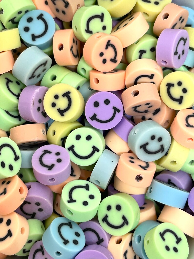 Pastel Happy Face Clay Beads Smiley Face Emoji Beads Polymer - Etsy