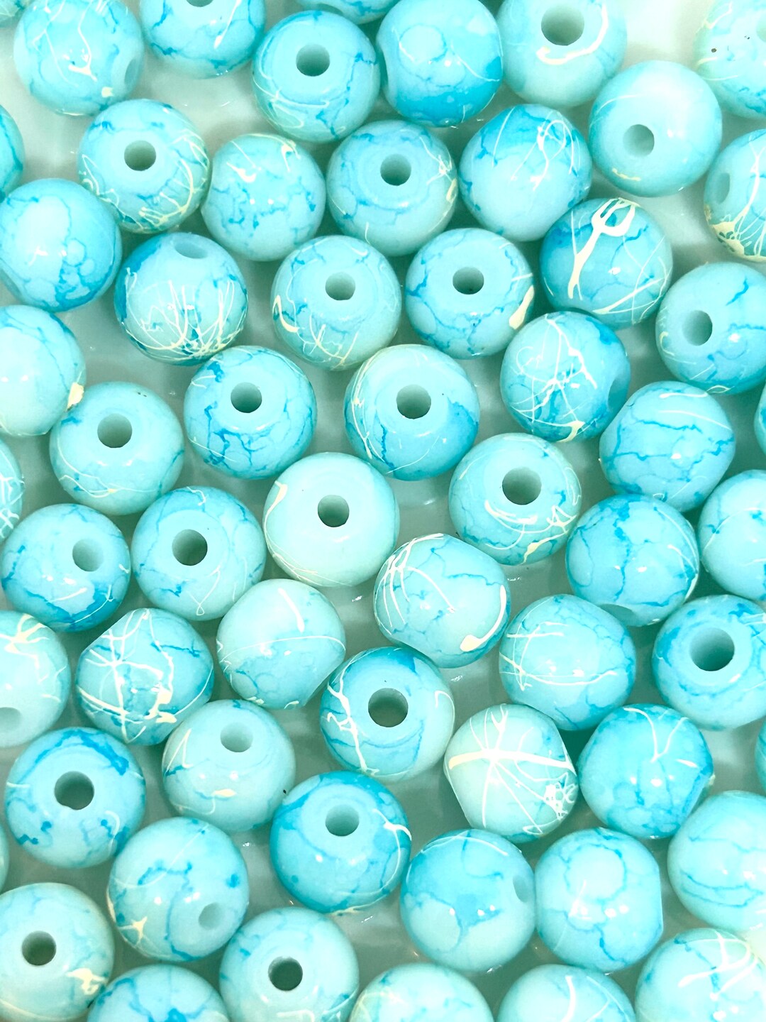 8mm Light Blue Glass Beads - Etsy