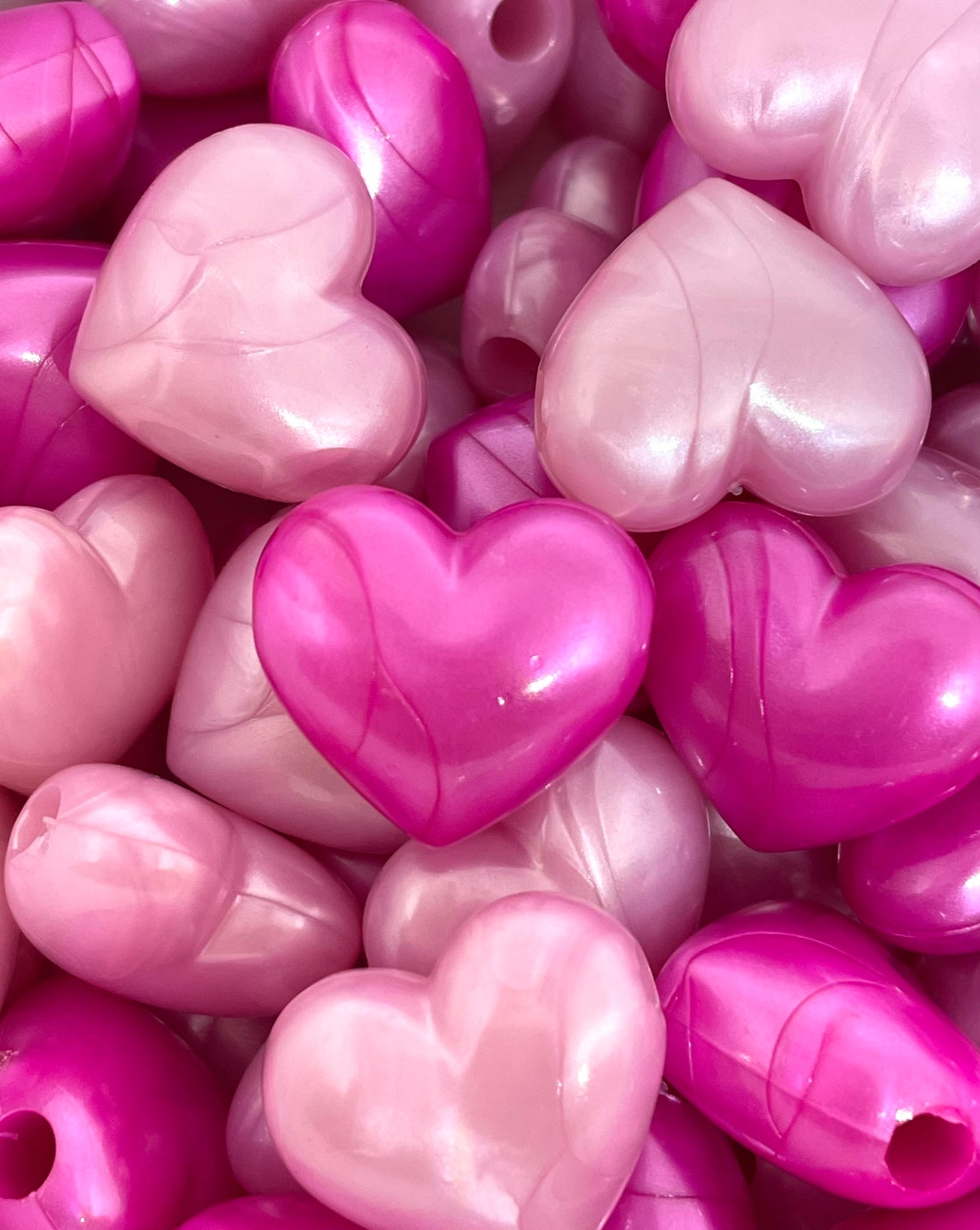 Pink Heart Bead Assortment, Valentine's Day Mix, Vday Beads, Large ...