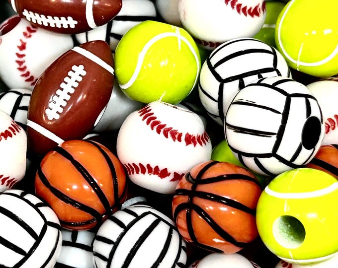 Sports Bead Set, Football, Basketball, Baseball, Tennis Ball ...