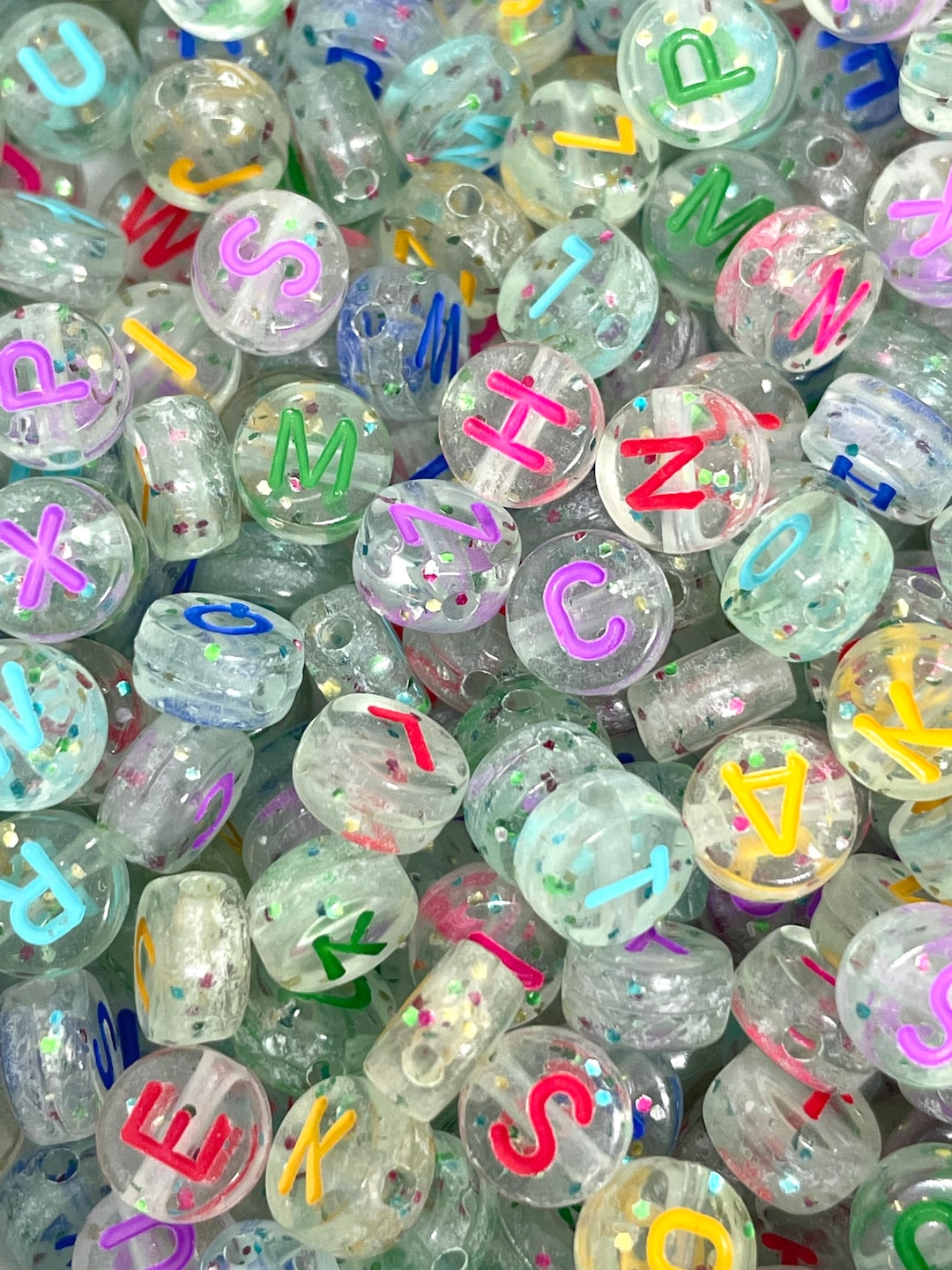 Confetti Letter Bead Mix for Bracelet, Glitter Letter Beads for Jewelry ...