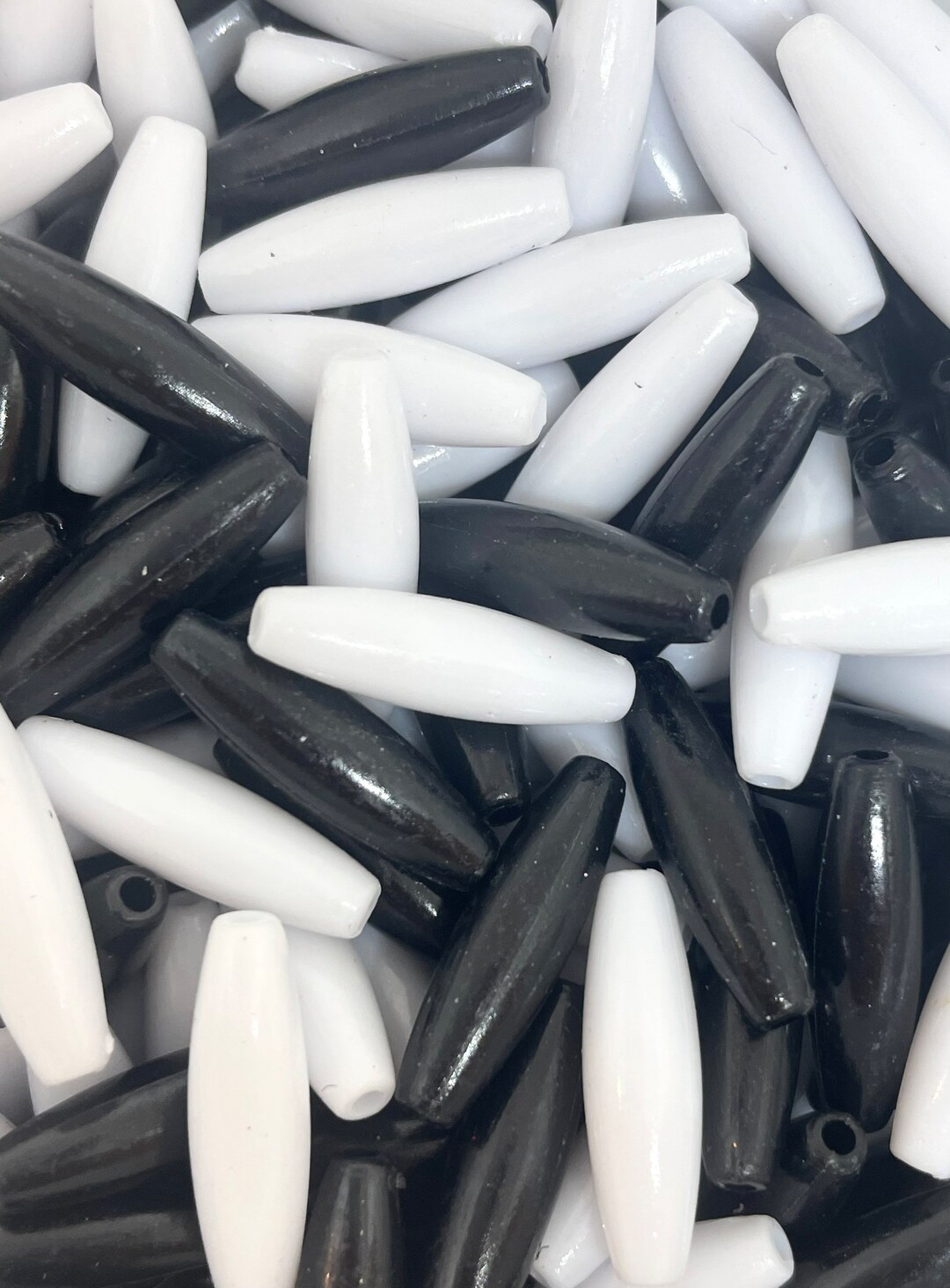 Black and White Mod Spaghetti Beads, Modern Beads, Tube Beads for ...