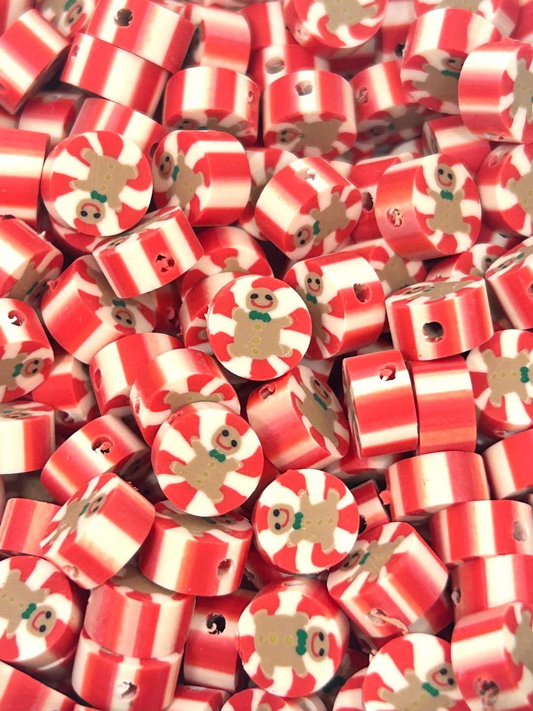 Christmas Peppermint Beads With Gingerbread Man Center - Festive Craft ...