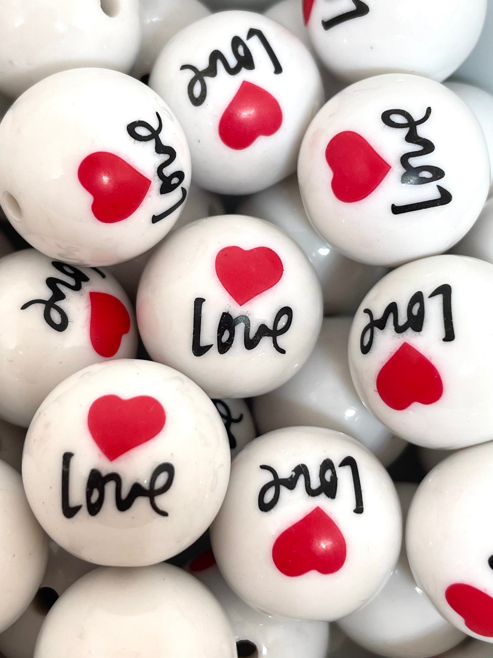 20mm Chunky Love Beads for Jewelry Making, Valentine's Day Beads, Vday ...