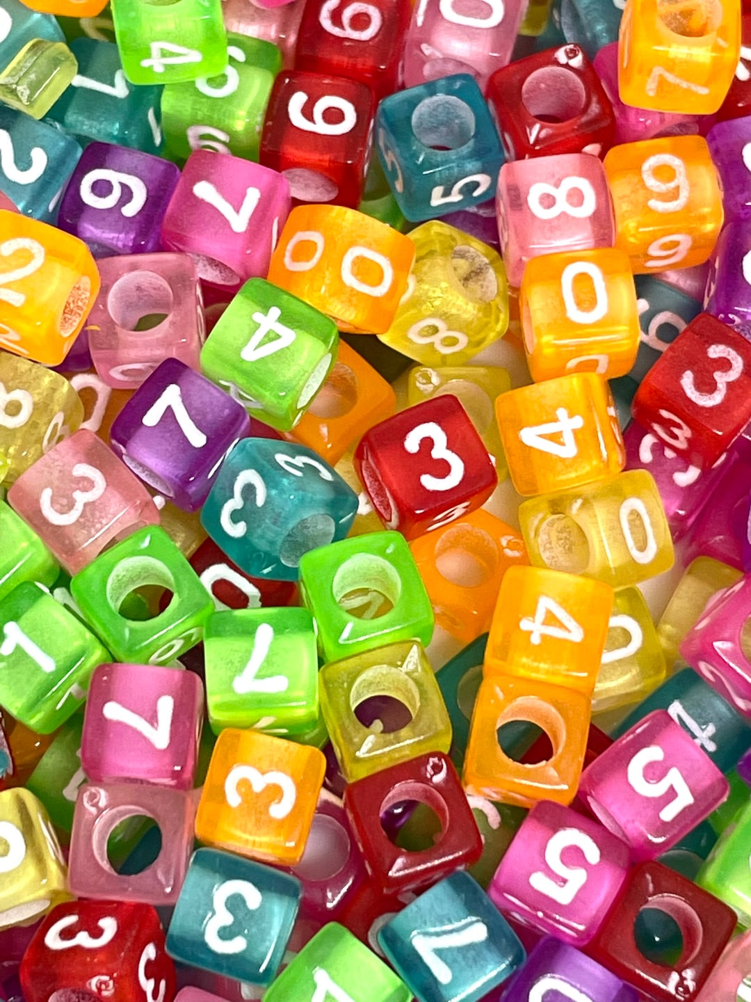 Colorful Cube Number Beads, Number Charms, Lucky Number Pendant, Bright ...