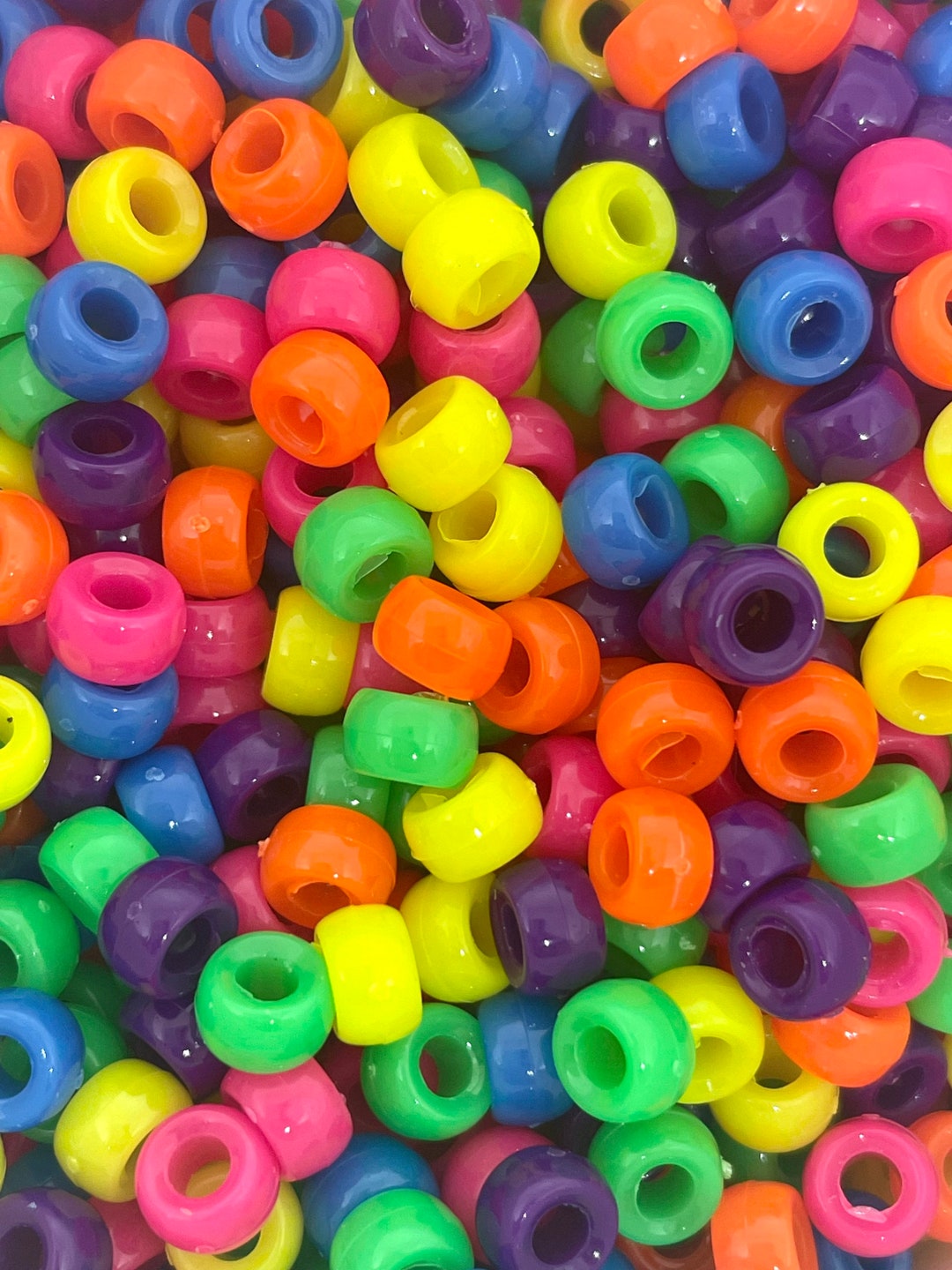 Mini Neon Bright Barrel Beads for Jewelry Making, Mini Pony Beads, Tiny ...