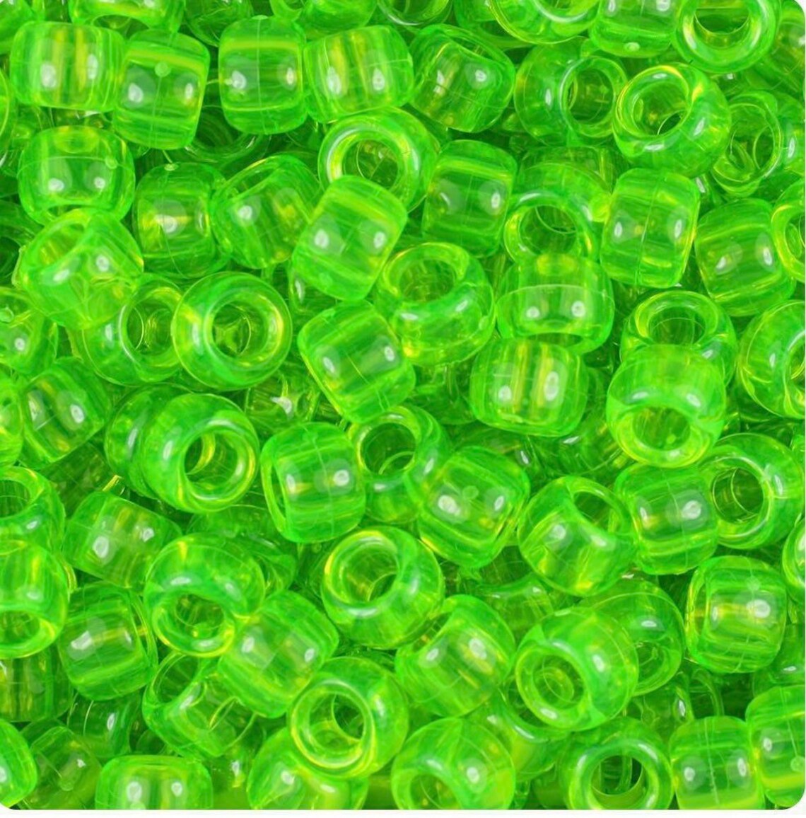 Translucent Lime Green Pony Beads Spacer Beads Barrel Beads - Etsy