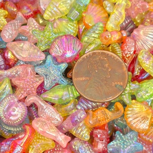 Iridescent Translucent Mermaid Shell and Fish Bead Mix - Ideal for ...