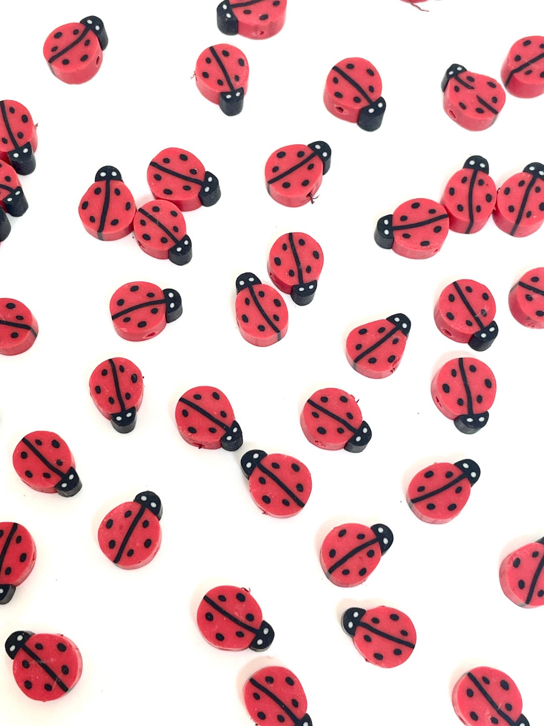 Ladybug Beads, Lady Bug Charm, Pendant Made From Polymer Clay, Insect ...