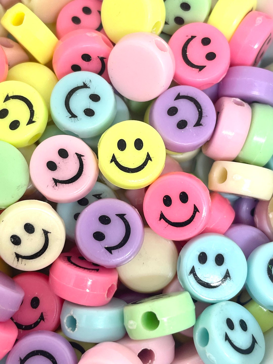 Cute Pastel Smiley Face Beads Emoji Charm Happy Face Charm - Etsy