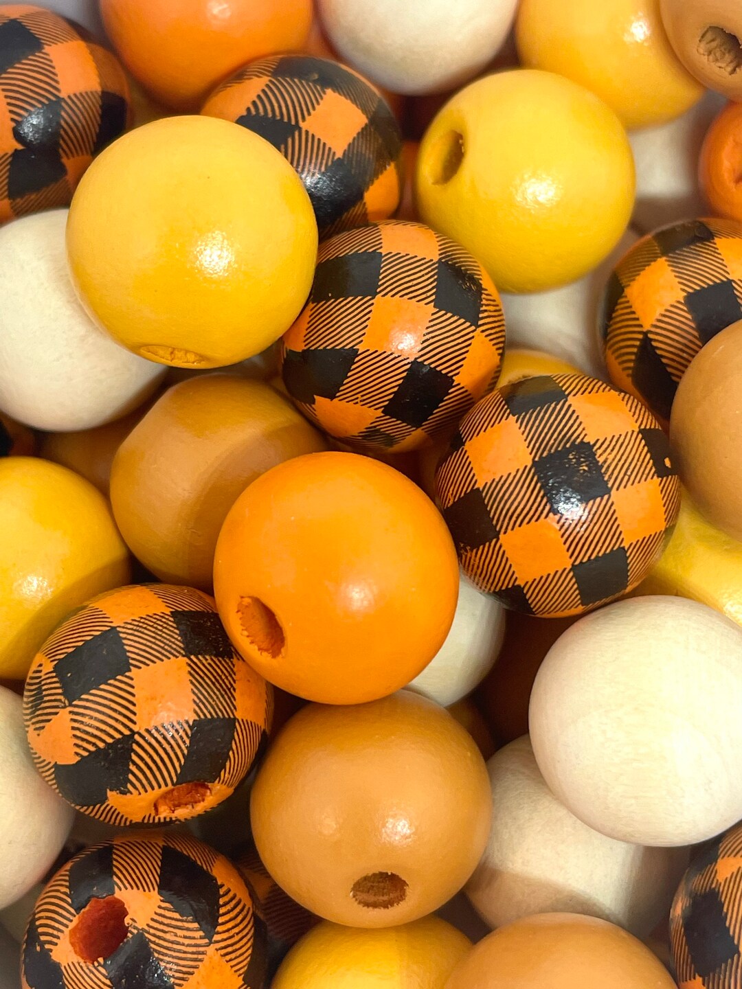 Fall Bead Mix, Wood Beads for Harvest Garland, Pumpkin Colored Beads ...