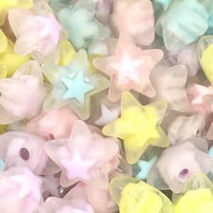 16mm Translucent Star Beads: Pastel-centered Kawaii Delights From Japan ...