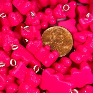 Hot Pink Magenta Resin Gummy Bear Pendant Charms - Etsy