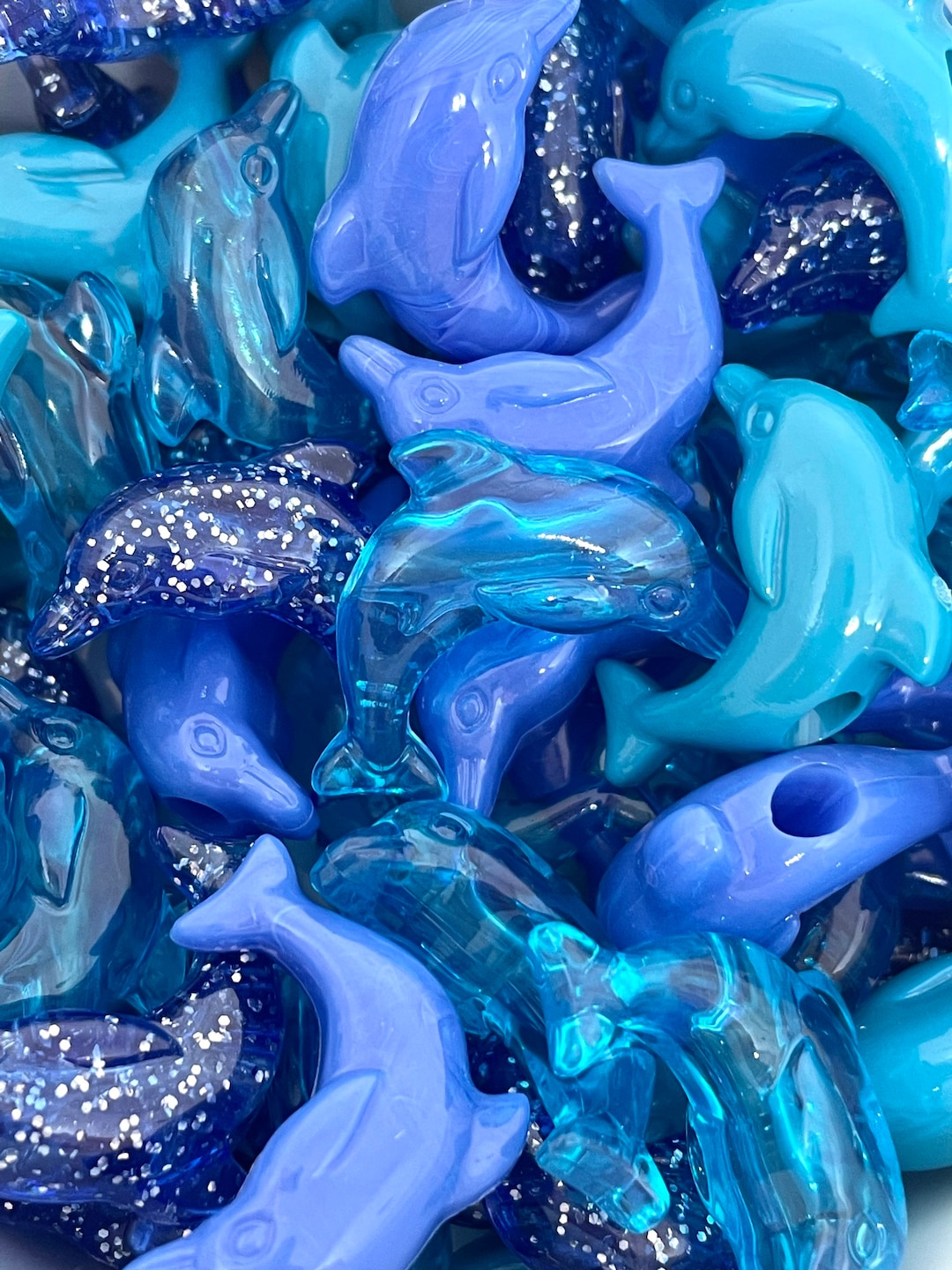 Dolphin Charm Beads, Ocean Jewelry, Blue Themed Beads, Dolphin Pendant ...